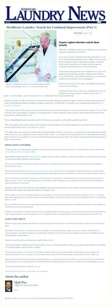American Laundry News July 2017 – OMNI Solutions